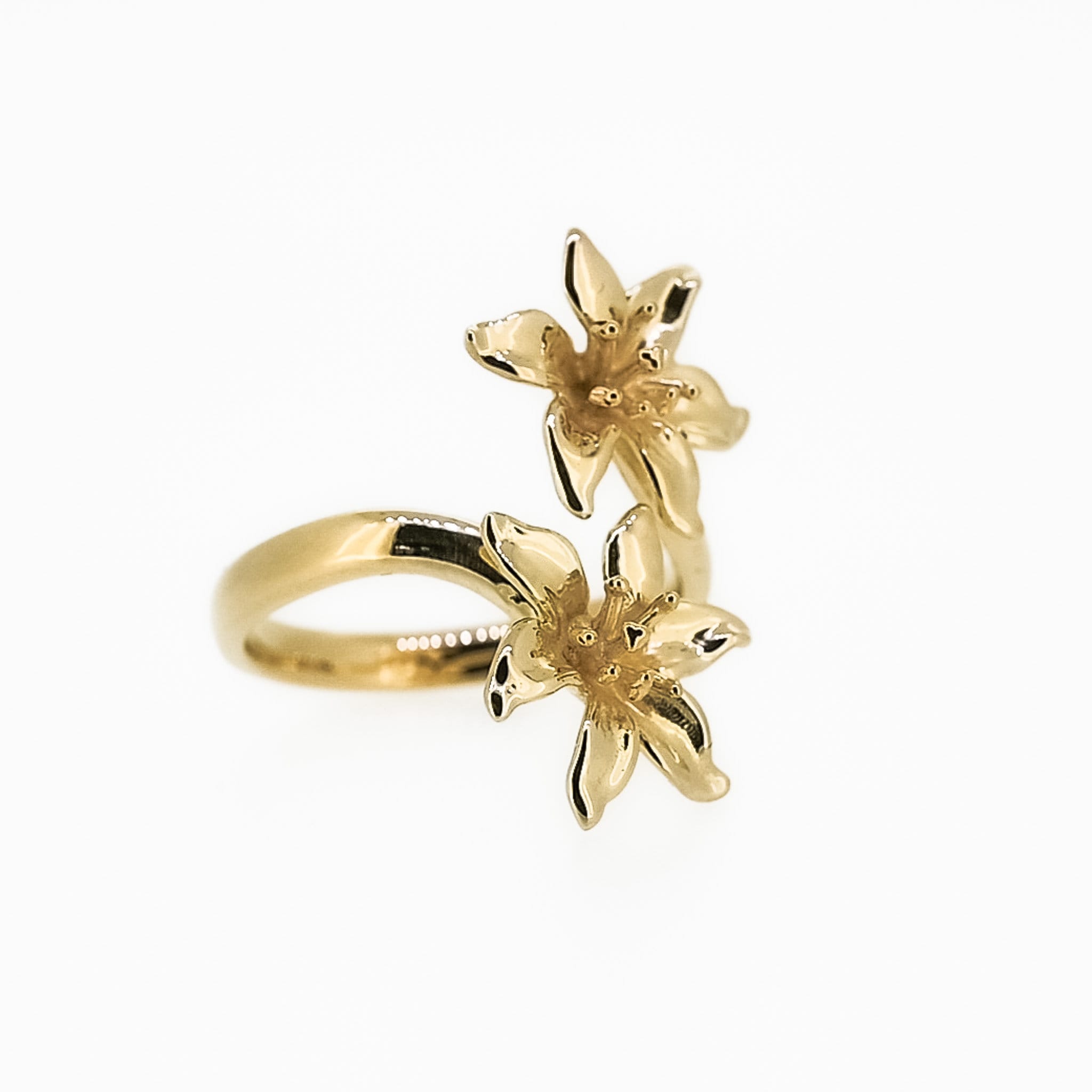 Lily Flower Ring, Adjustable Statment Ring in Sterling Silver or 14K ...