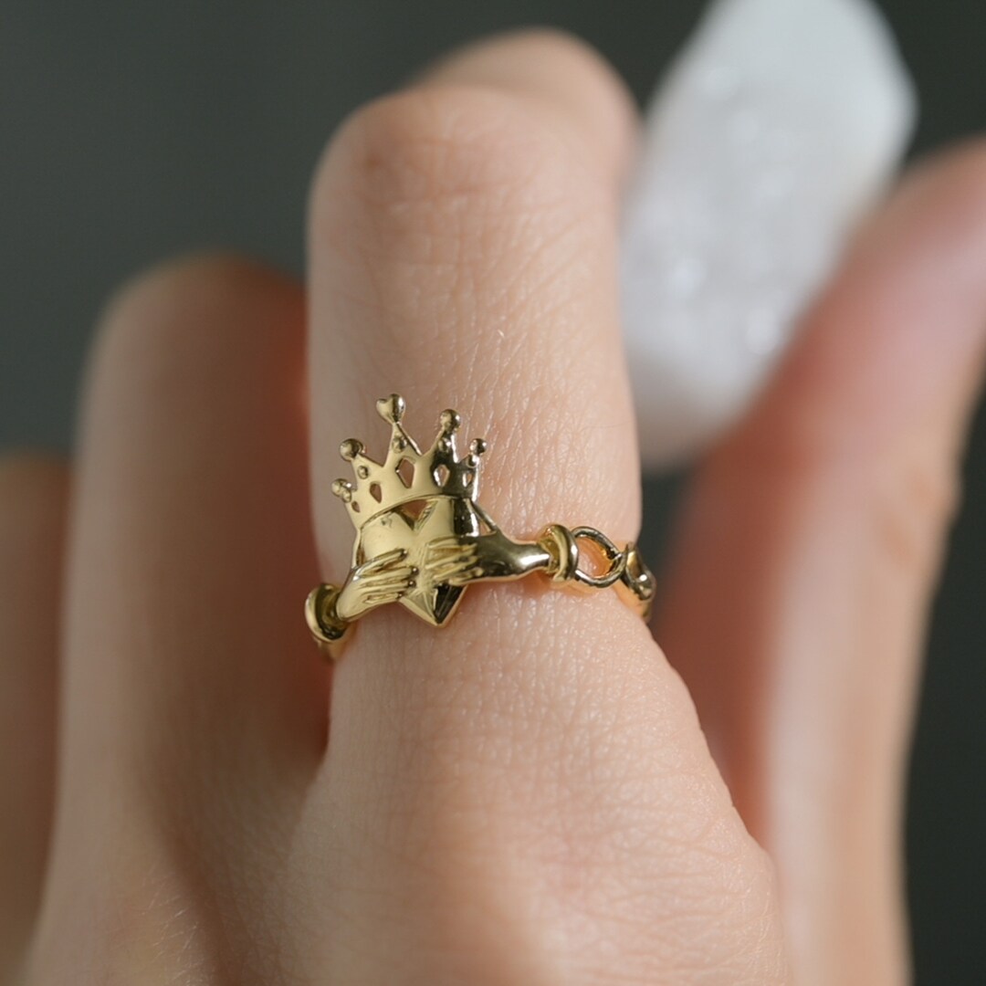 Irish Heart Celtic Claddagh Ring in Sterling Silver or 14K Gold Plate ...