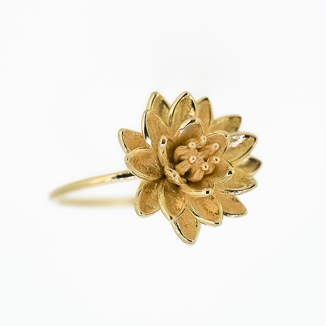 Solid Gold Water Lily Ring - A Captivating Symbol of Elegance and ...
