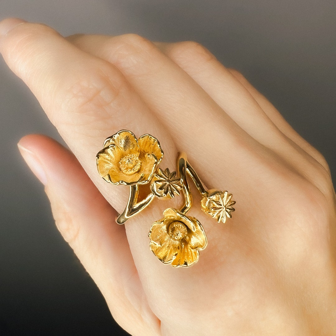 Poppy Ring in Solid Silver or 14K Gold Plate - Etsy