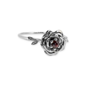 Carnation Ring • January Birth Flower Ring • Garnet• 14k Solid Gold or Solid Silver ...