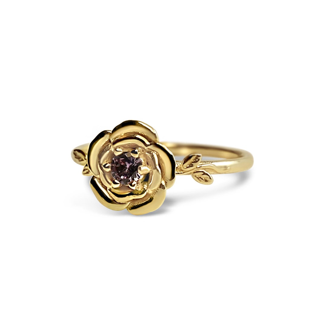 Rose Ring • June Birth Flower Ring • 14k Gold Plate - Etsy