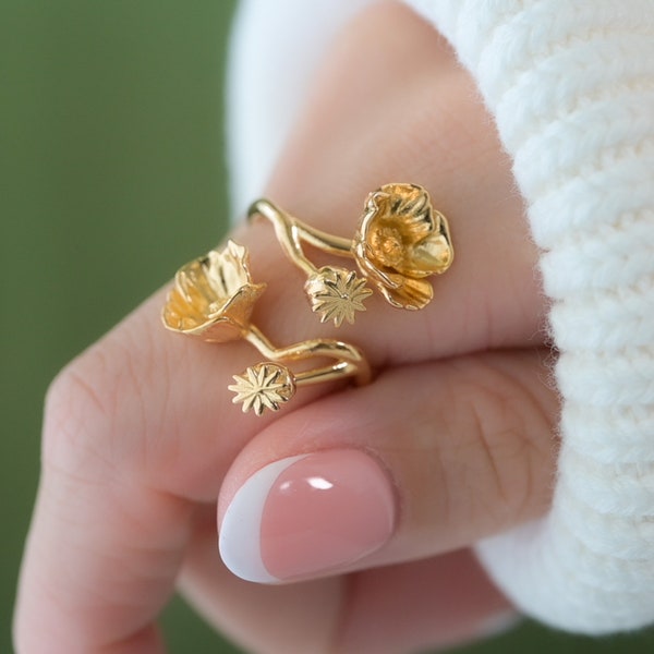 Poppy Flower Ring - Etsy
