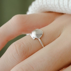Dainty Seashell Ring in Solid Silver and 14K Gold Plate, Beachy Jewelry ...
