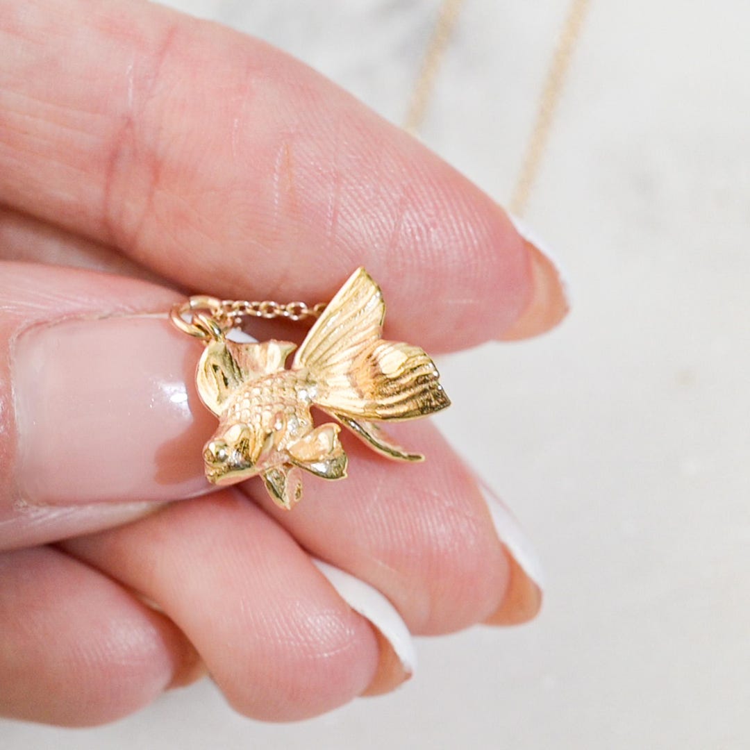 Goldfish Necklace – Gold Plated Pendant, Gold Fill Chain, 16" 18" or 20 ...