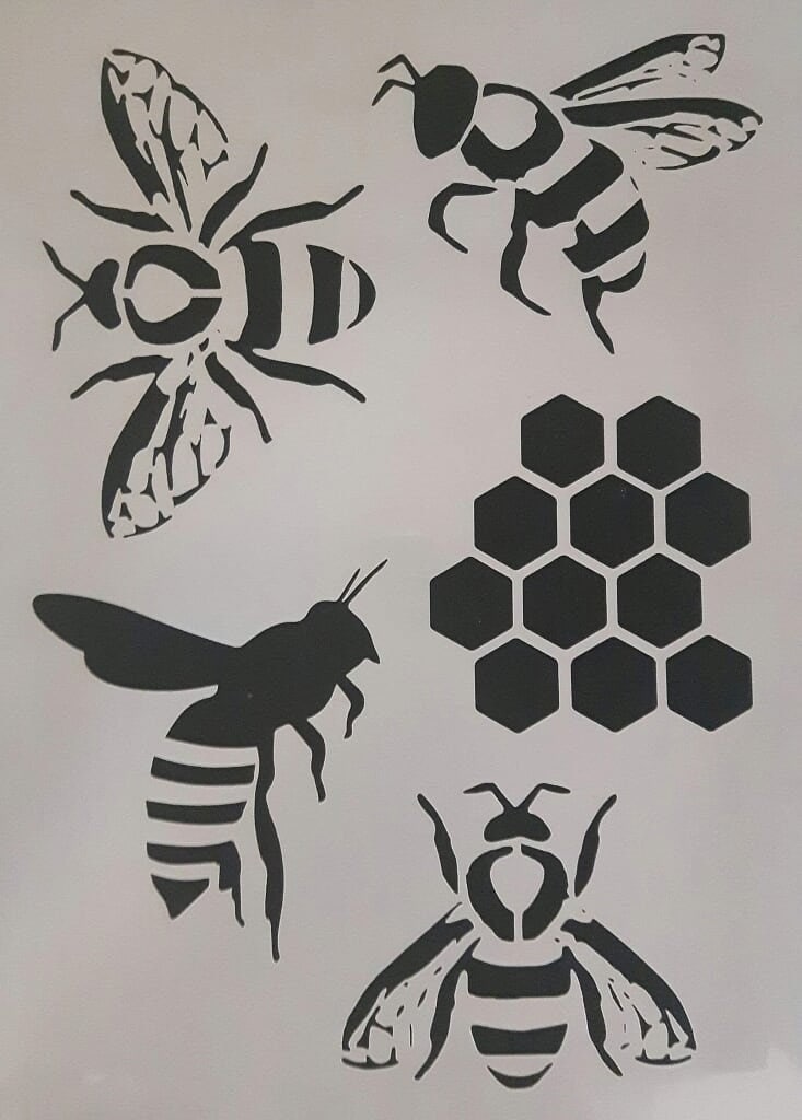 Bees A4 Stencils With 4 of Different Bees & Honeycomb for Wall or ...