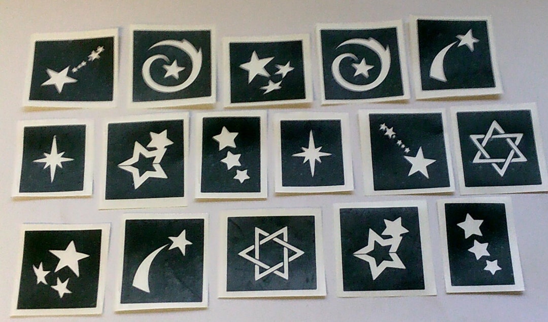 30 X Star Themed Mixed Stencils for Glitter Tattoos / Airbrush / Many ...