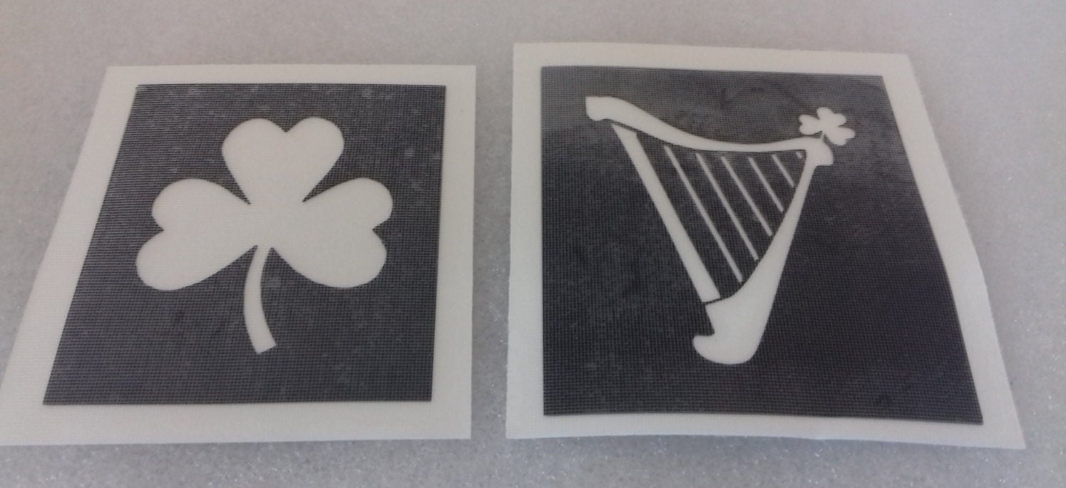 Harp & Sharmock mixed Stencils for Etching on Glass Irish - Etsy UK