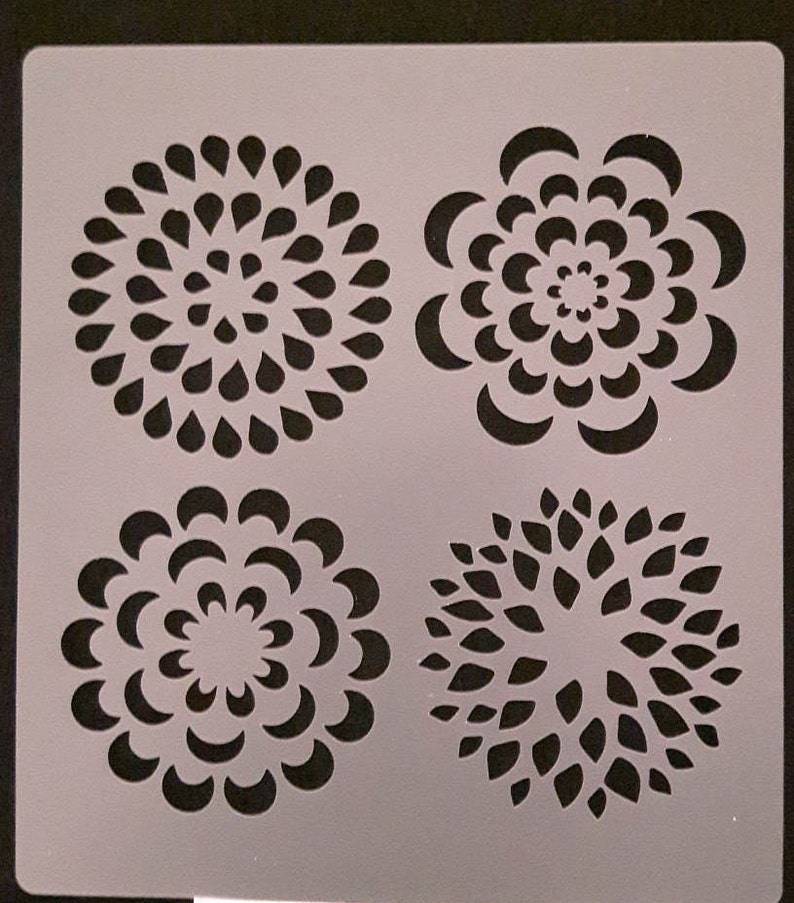 4 X Flower Design Stencil Sheet for Greeting Card Making / Wall ...