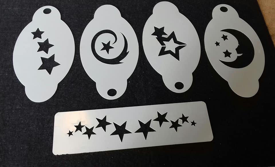 5 X Star Face Painting Stencils (5 Different Designs) Moon Space ...