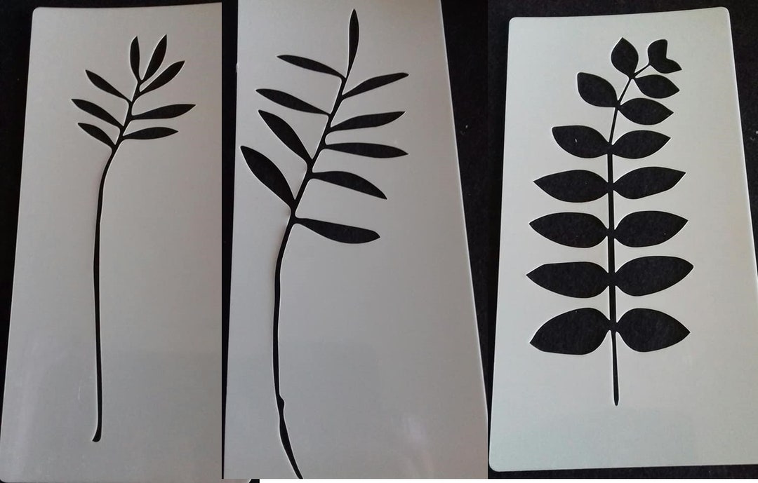 3 X Leaf Stencil Sheets for Wall & Greeting Card Reusable Mylar 350 ...