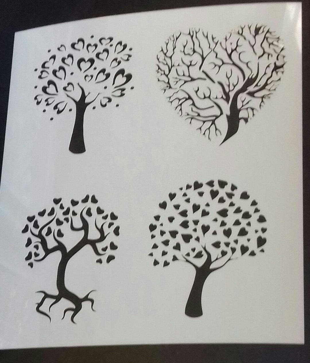 Large Stencil Sheet With 4 X Trees Including Life With Hearts - Etsy