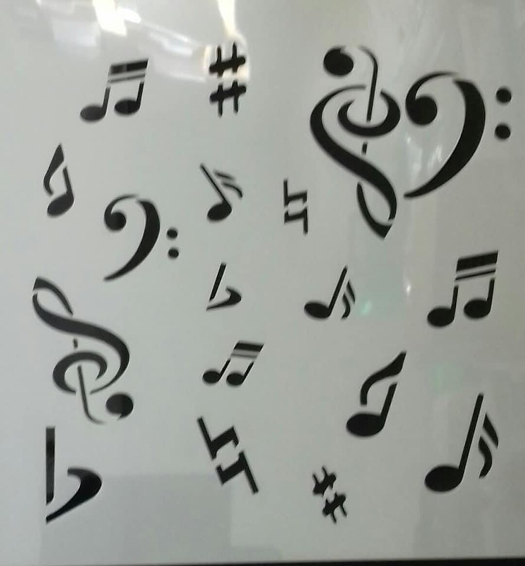 2 X Music Notes Mylar 350 Micron Wall Decor Stencil Bedroom Living Room ...