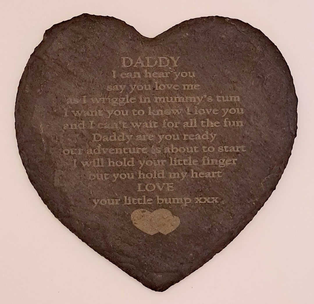 Bespoke Daddy Poem From Bump Heart Shaped Slate Coaster Memento ...
