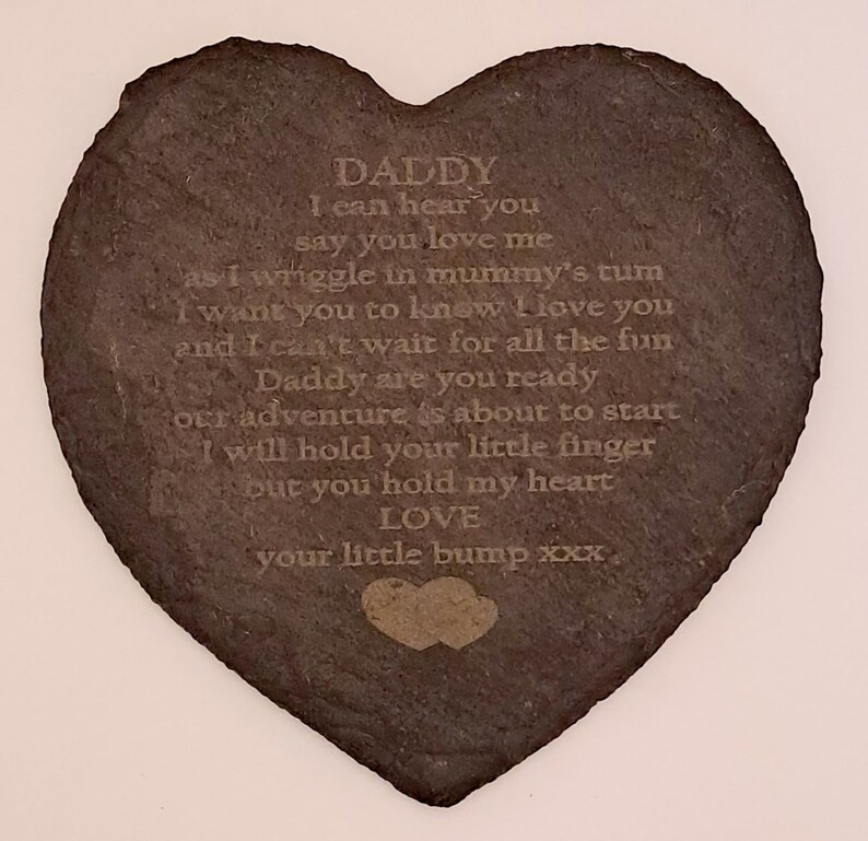 Bespoke Daddy Poem From Bump Heart Shaped Slate Coaster - Etsy