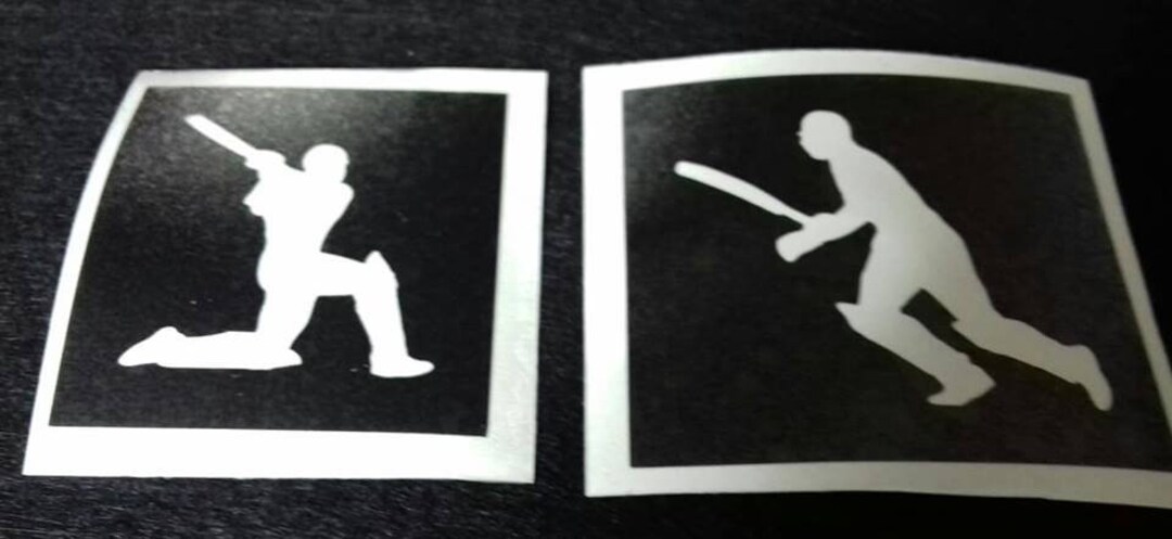 10 - 100 Cricketer Stencils for Etching on Glass (2 Designs Mixed ...