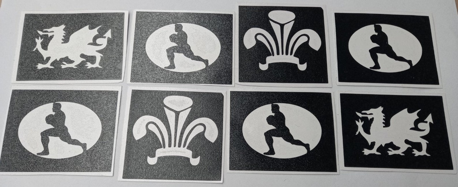 30 X Welsh Rugby Themed Stencils for Temporary Glitter Tattoos | Etsy ...