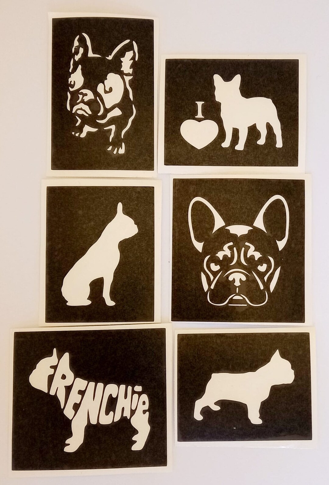 10 - 100 Mixed French Bulldog Stencils for Etching on Glass Brilliant ...