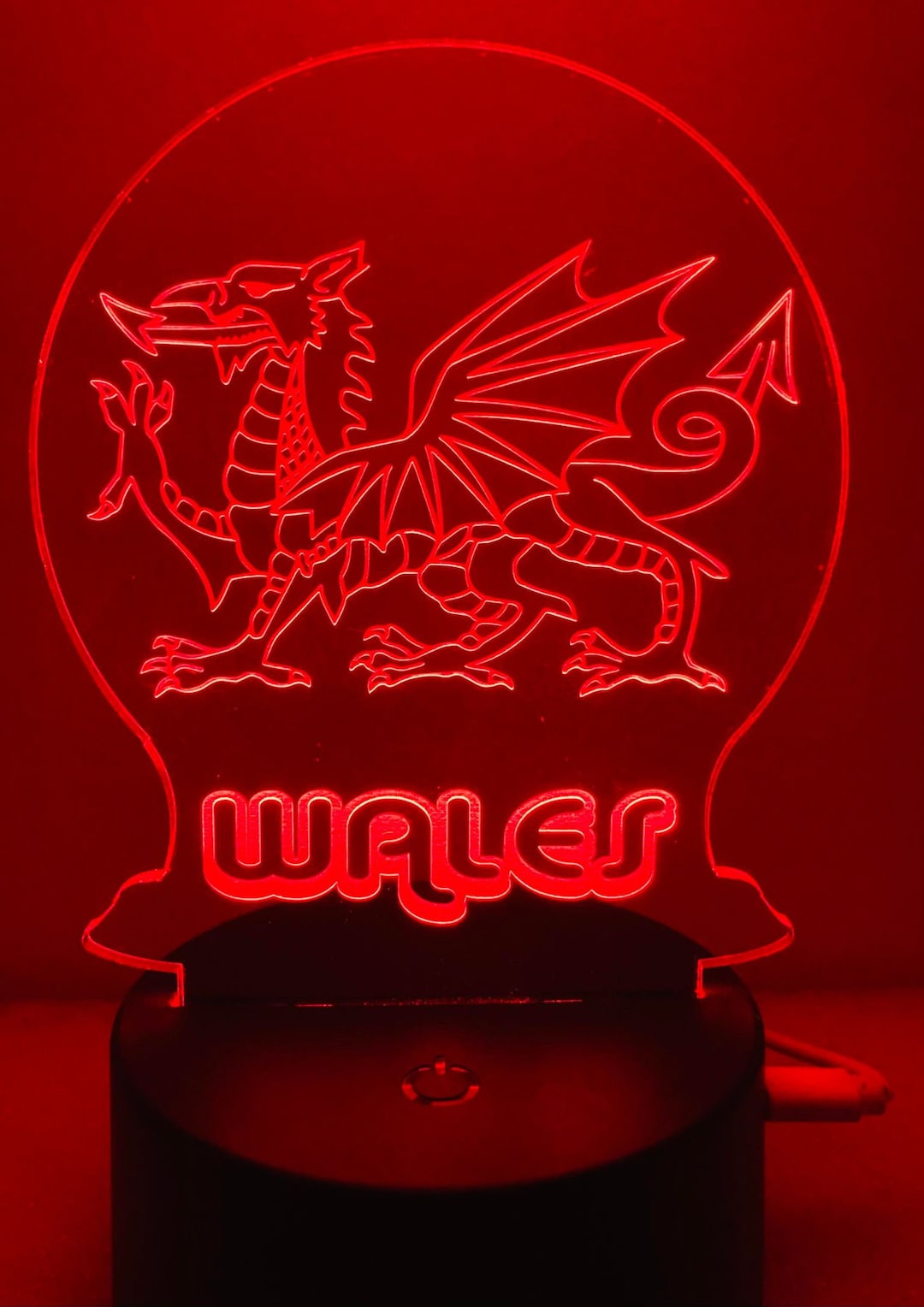 Welsh Dragon With Wales Underneath 3D LED Night Light / Table Desk Lamp ...