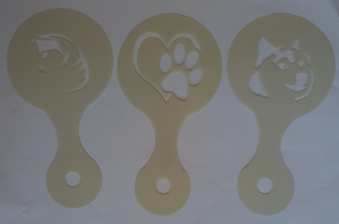 2 X Husky / Atika & Paw in Heart Coffee / Cappuccino Cup Stencils - 2 ...