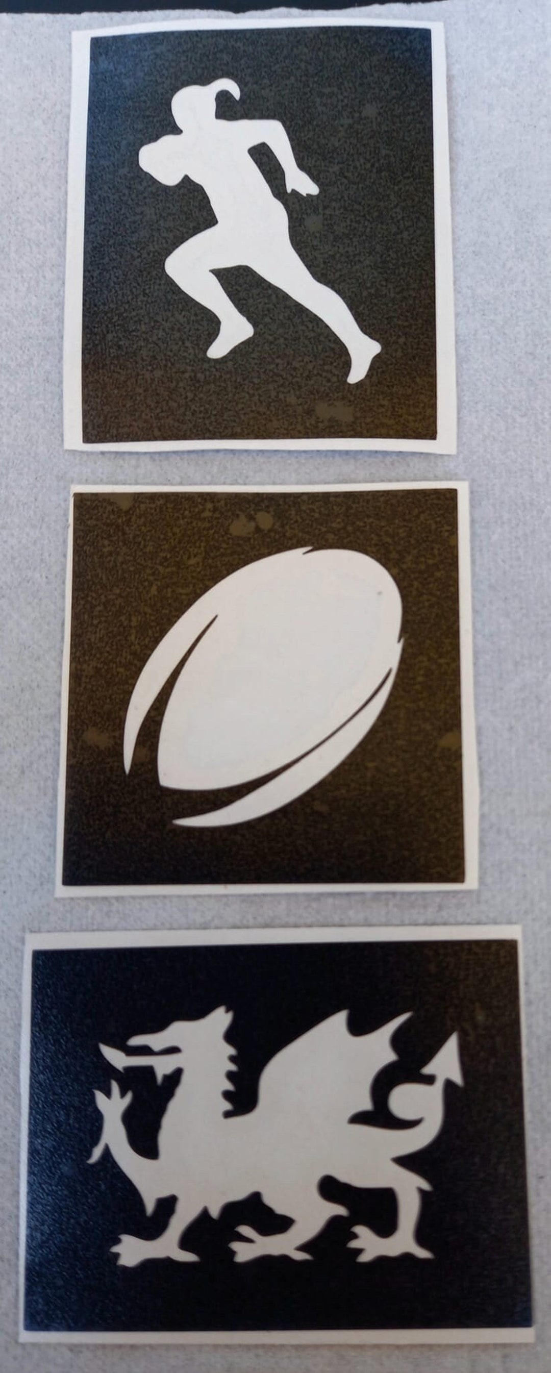 20 - 100 Welsh Lady Rugby Mixed Stencils for Glitter Tattoos / Airbrush ...