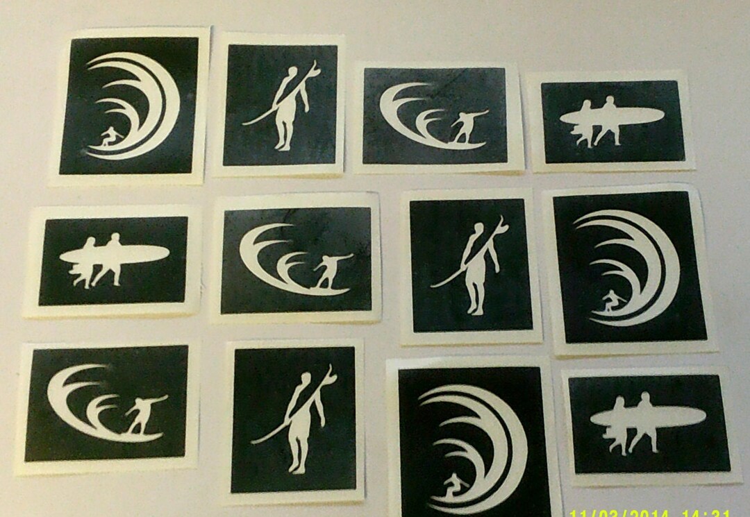 Surfing Themed Stencils for Etching on Glass mixed Hobby Craft Present ...