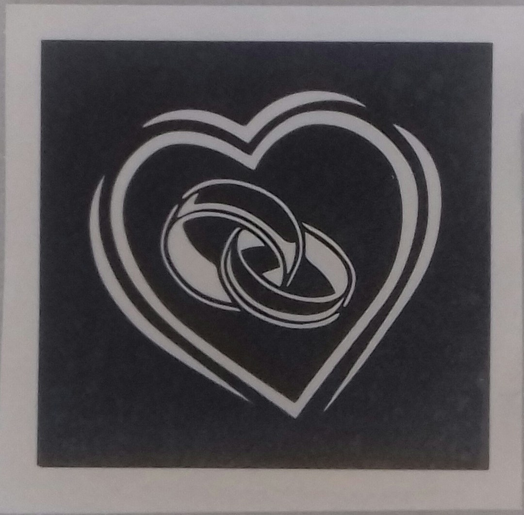 Wedding Rings Heart Stencils – Glass Etching, Favor Gift (5cm) - Etsy