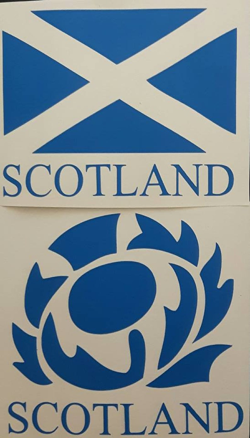 2 X Scottish Bumper Stickers Thistle & Scottish Cross Car Van Caravan ...