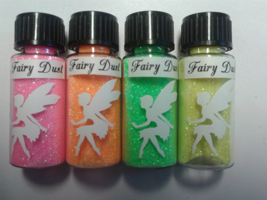 4 X 10 Gram Bottles of Neon Color Fairy Dust Green Pink Yellow Orange ...
