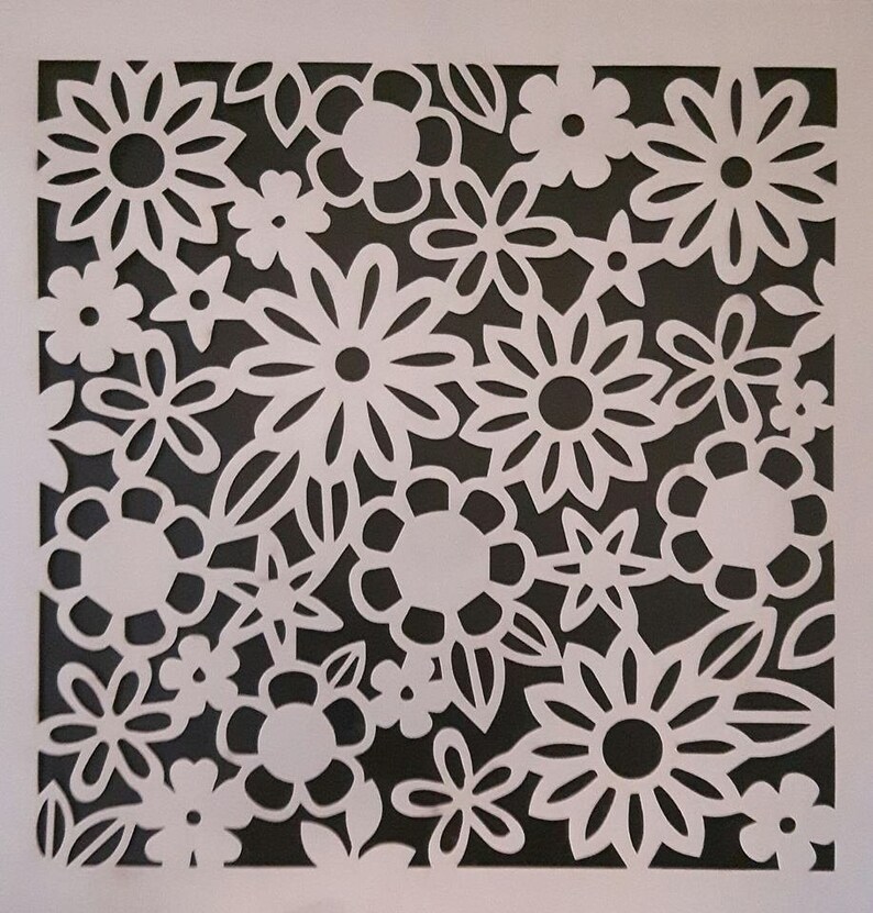 2 X Flower Pattern Stencil Sheet for Greeting Card Making / Wall ...