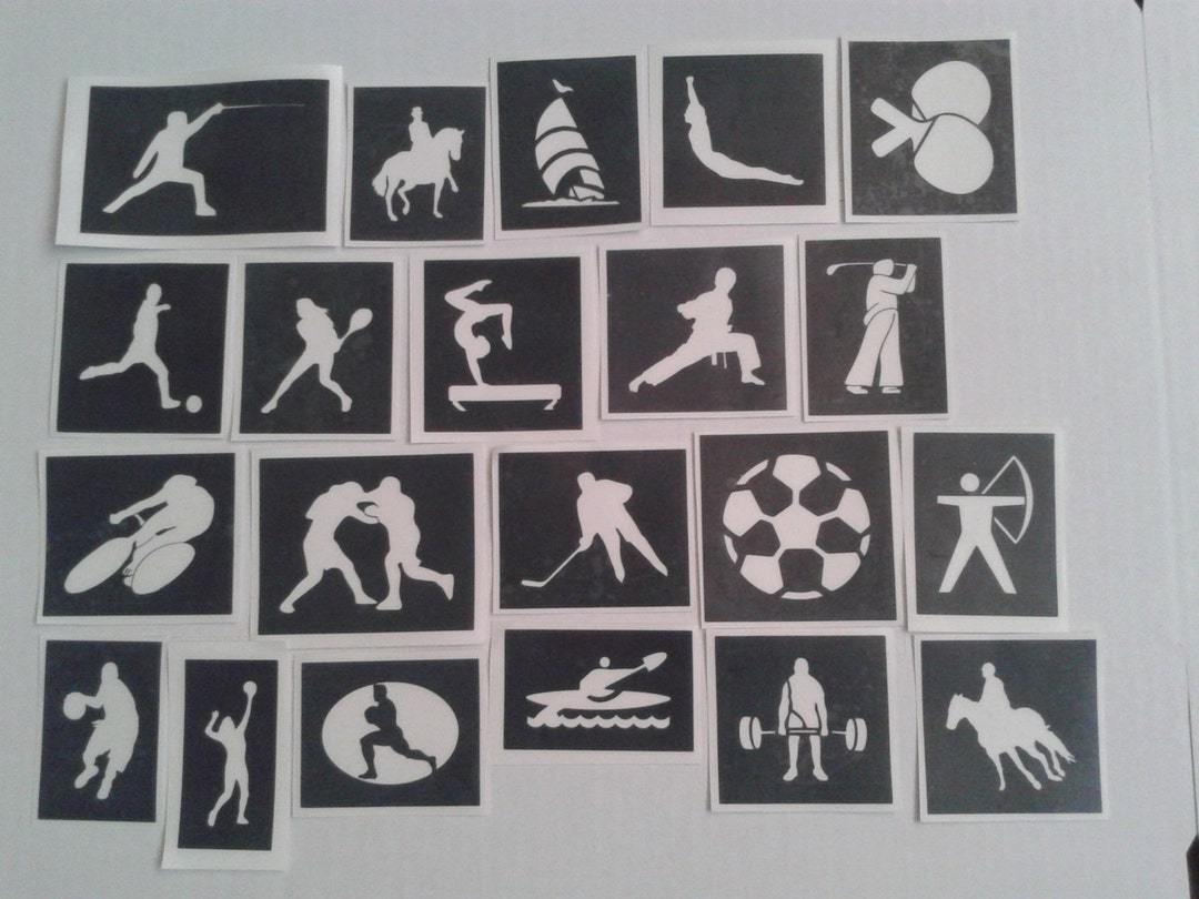 Olympic Sport Themed Stencils for Etching on Glass (mixed) Tennis Golf ...