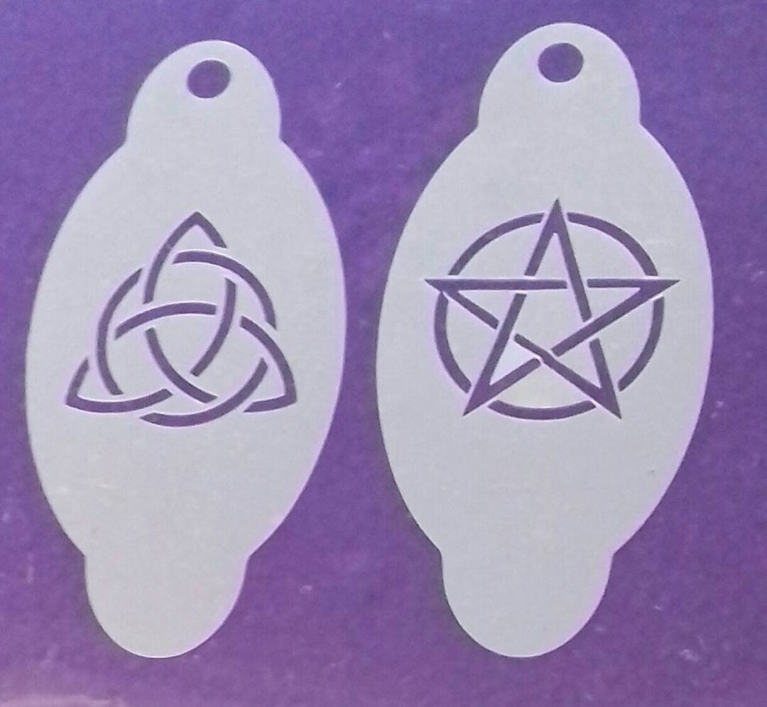 2 X Pagan Face Painting Stencils - Pentacle & Triquetra Reusable Many ...