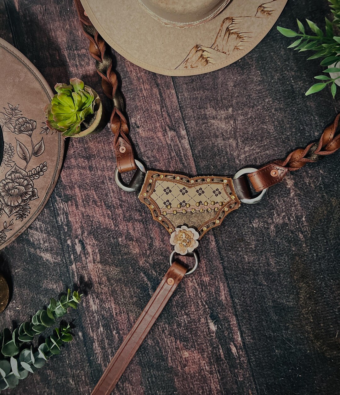 Ready to Ship! Premium Bridle Leather Breast Collar Tack With Gladiator Breast Collar Set With ...