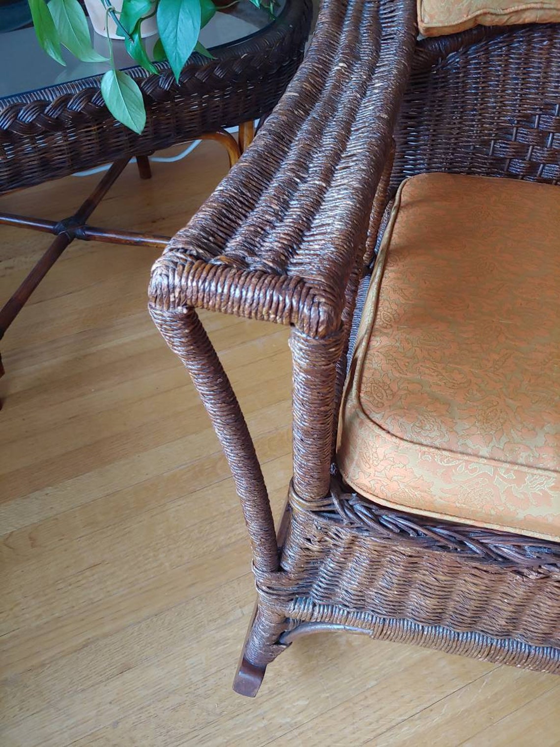 Early 1900s 1920s 1930s Wicker Twisted Paper Rocking Chair Rocker With ...