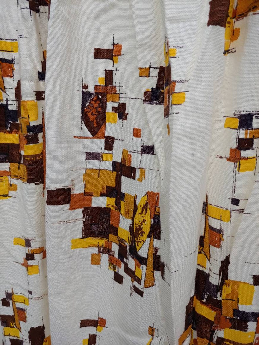Mid Century Kinetic Atomic Eames Fabric 50s Curtain Heavy Linen Cotton ...