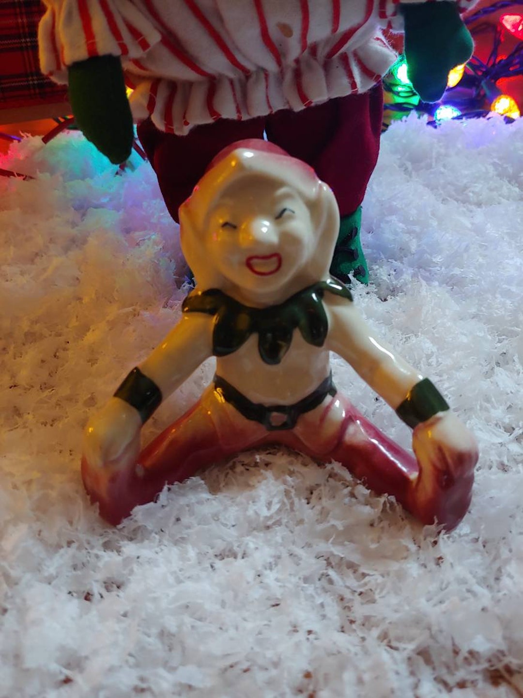 40s 50s Mid Century Kitsch Elf Decor Christmas Ceramic Sitting Playful ...