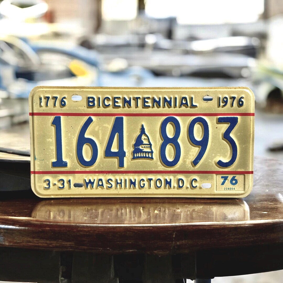 Vintage 1976 Washington D.C. License Plate – Bicentennial Tag 164-893 ...