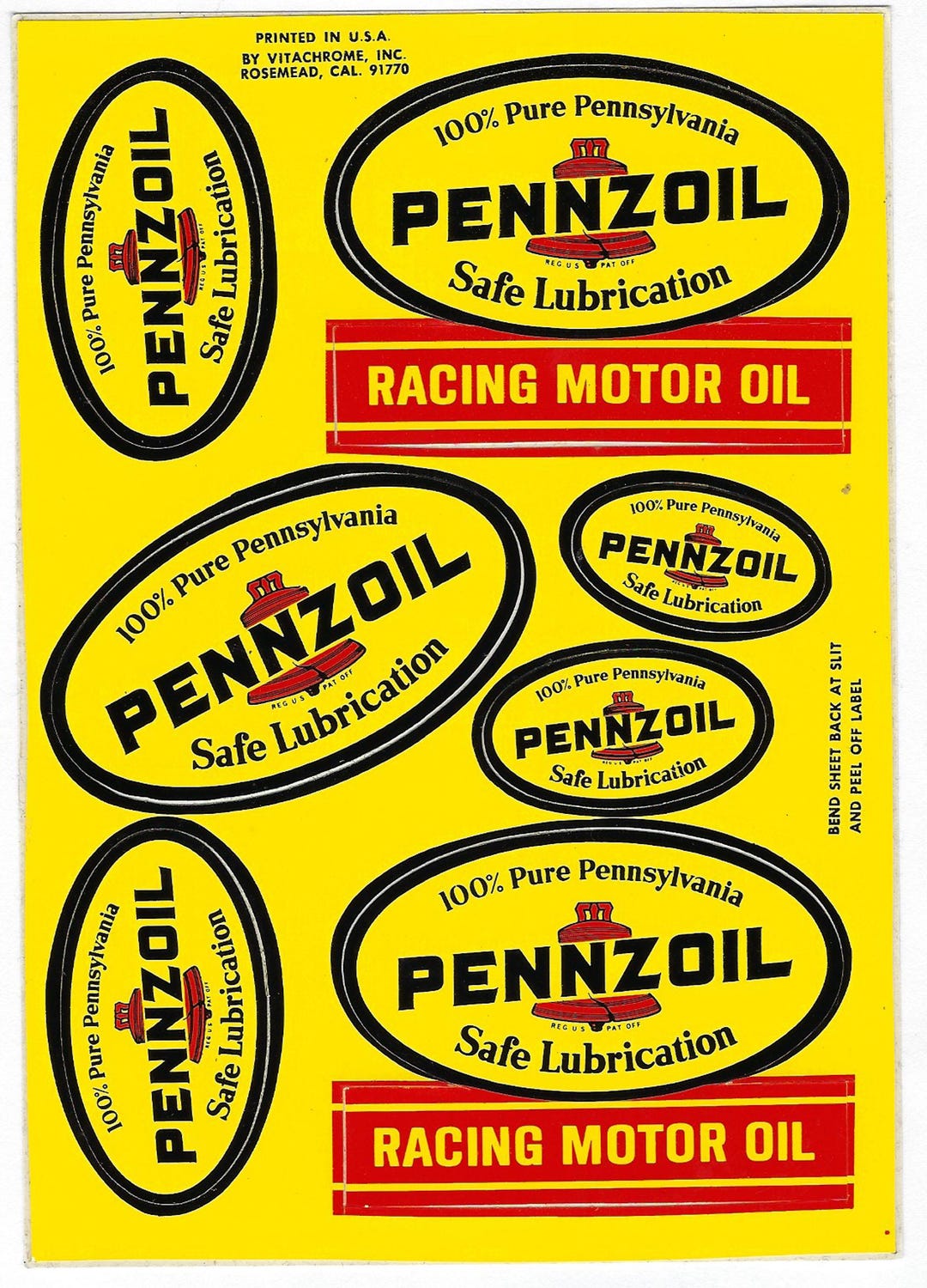 Pennzoil Racing Decal Sticker Sheet of 7 Vintage - Etsy
