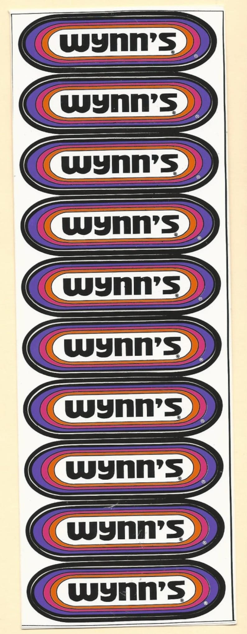 Wynn's Racing Decal Sticker Sheet of 10 Each Decal 3 Inches Long Size ...