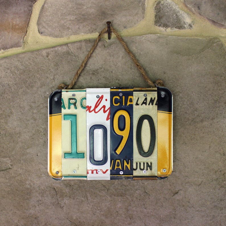 ADDRESS HOUSE NUMBER Home Rustic Typography License Plate Recycled ...