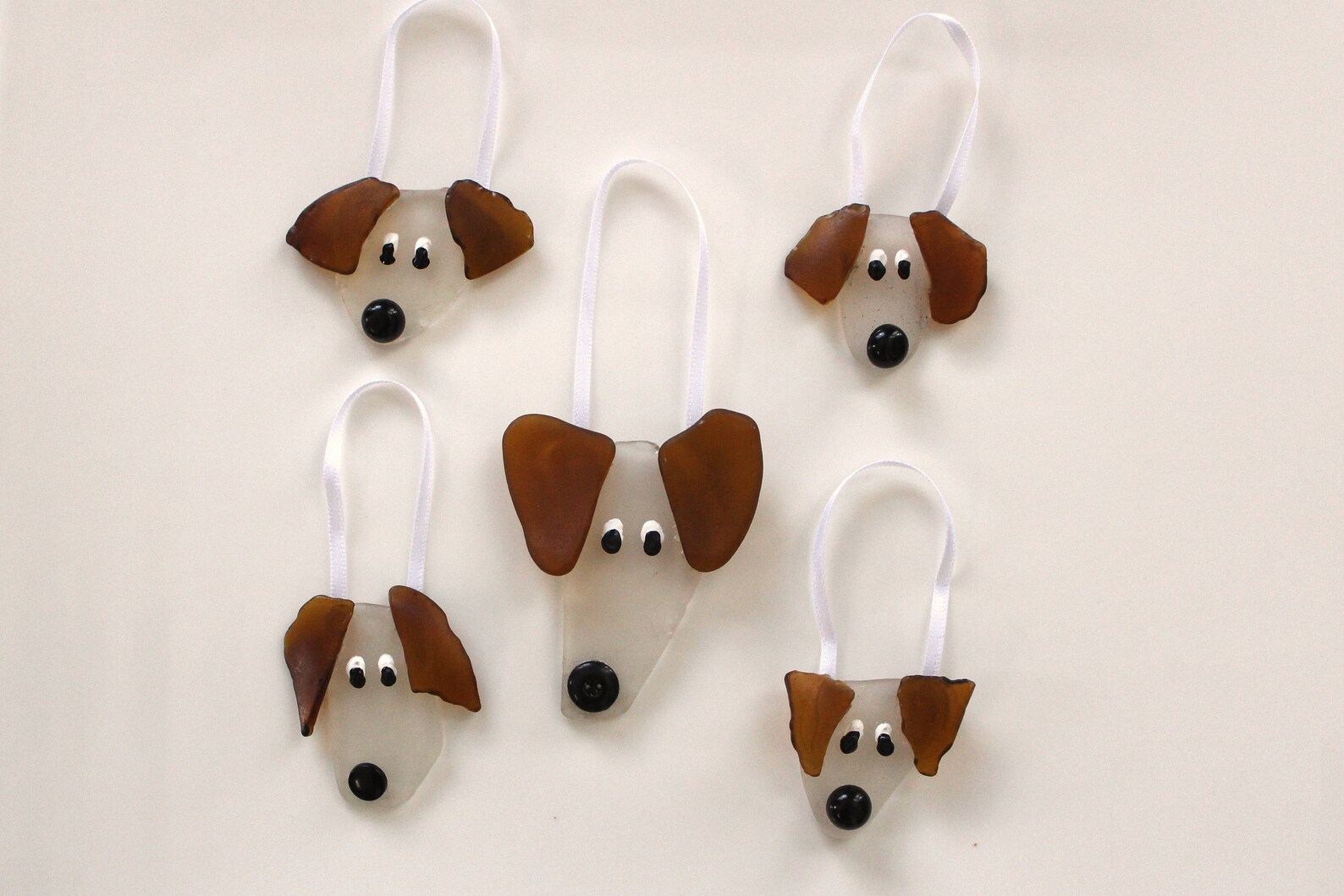 Sea Glass Dog Ornament Hanging Authentic Beach Ocean Art Handmade ...