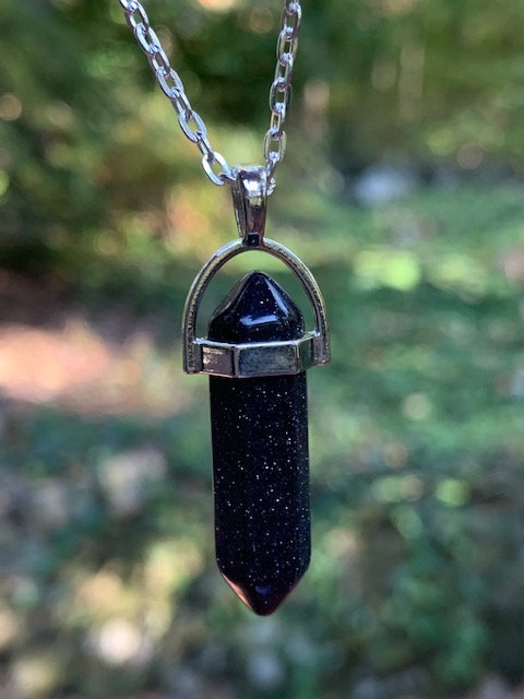 Blue Goldstone - Lluvia De Plata - Blue Goldstone Pendulum W/ Chain ...