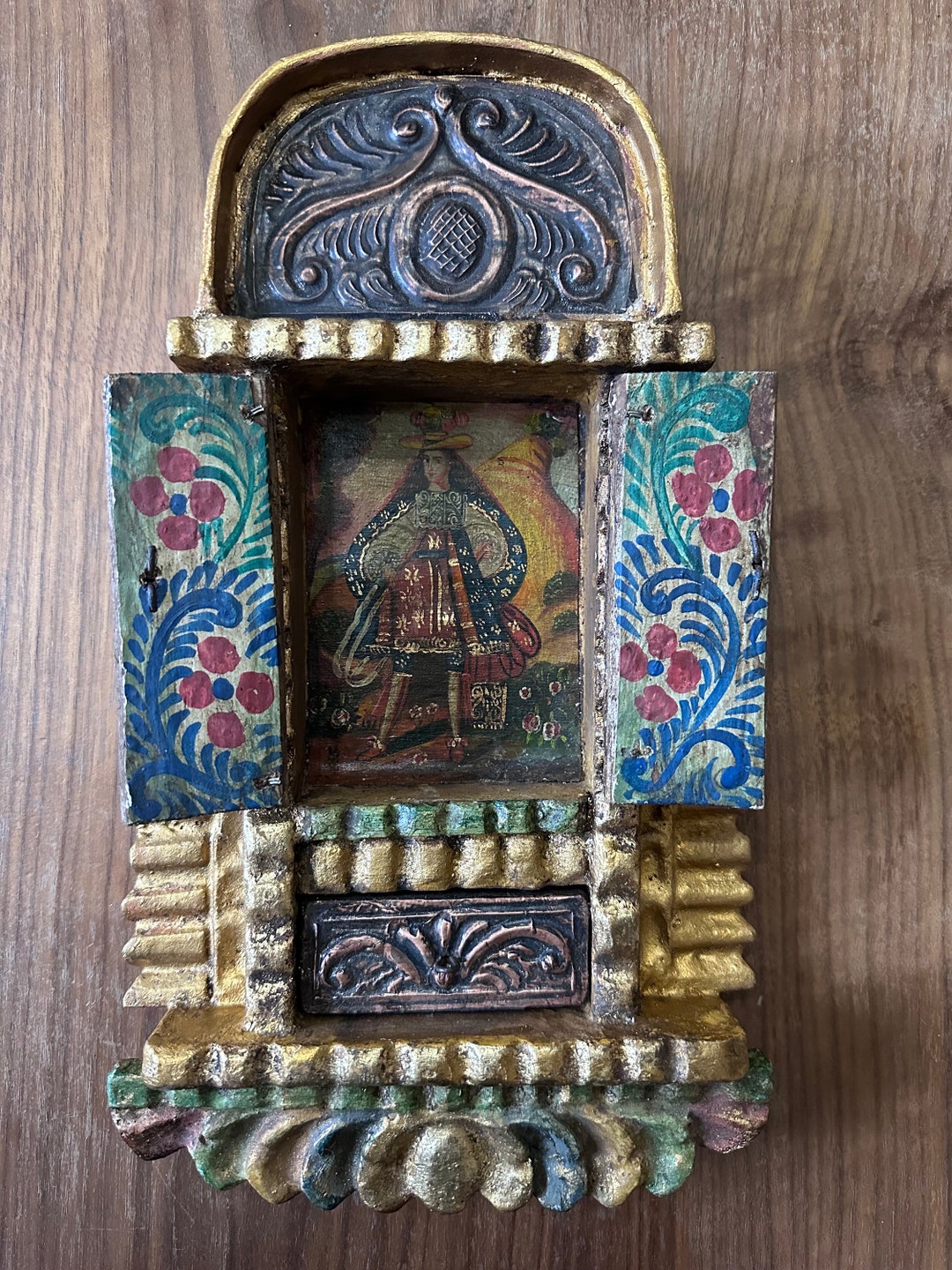 Very Rare Original Vintage Devotional Retablo With Archangel Oil ...
