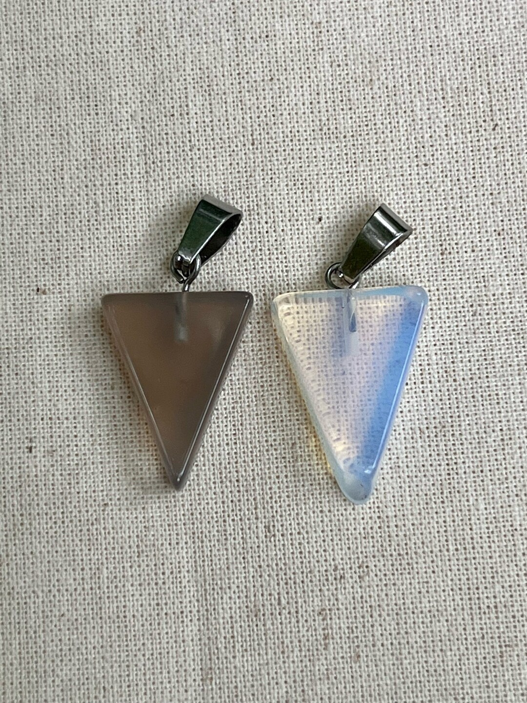 Gray Moonstone or Moonstone Triangle Shape Charm - Includes Free Chain ...