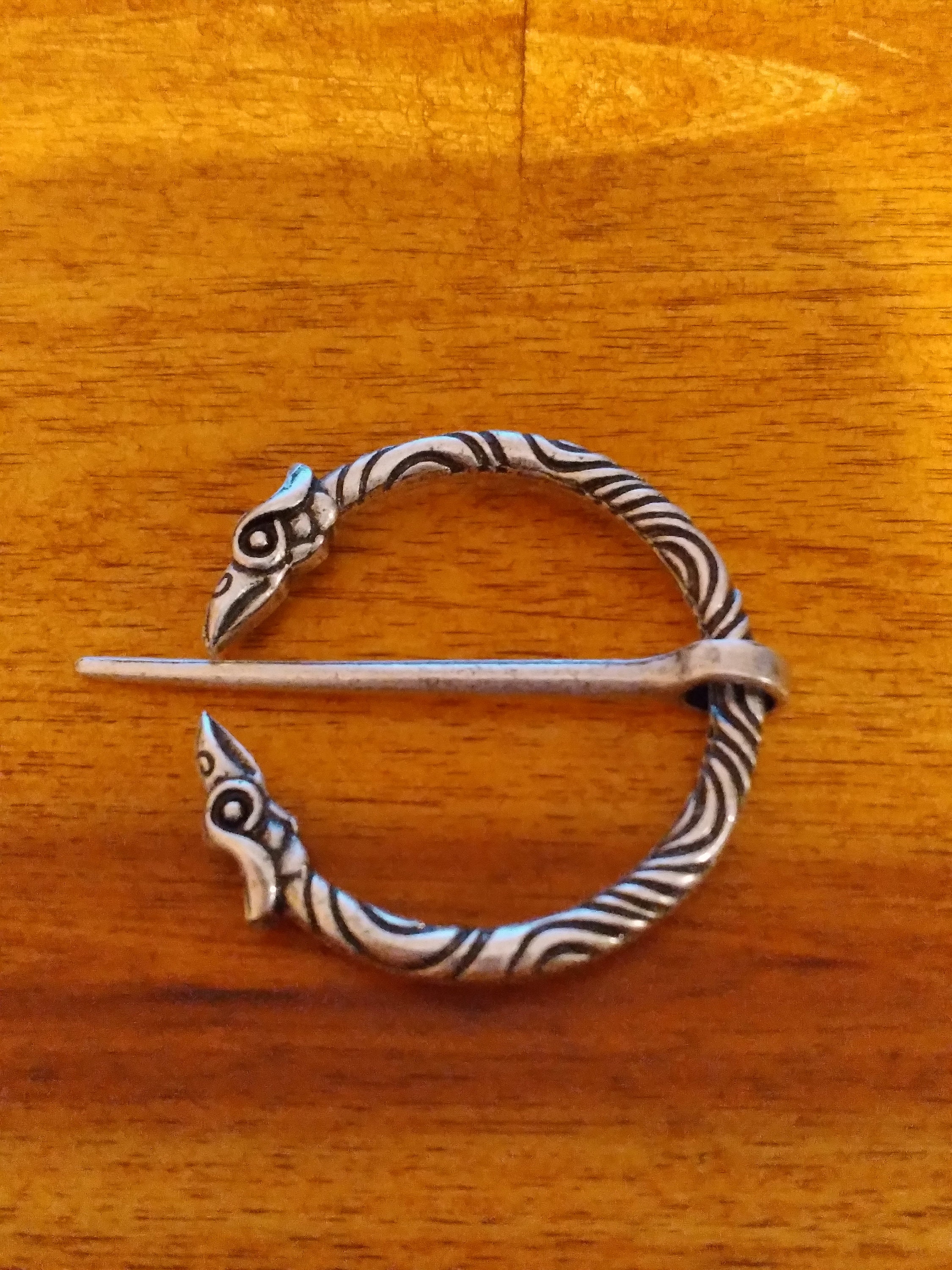 Viking Raven Cloak Pin 1 7/8" Norse Penannular Brooch Antique Silver ...