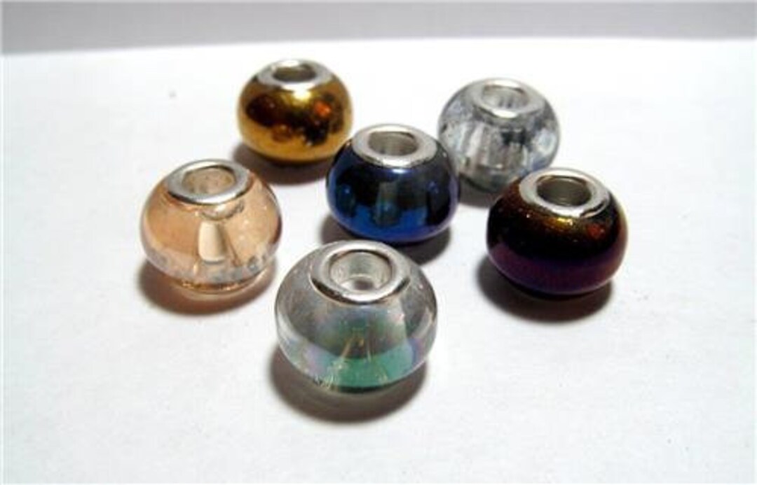 6 Colorful Glass Lampwork Dread Beads With 5mm Center Drilled Holes ...