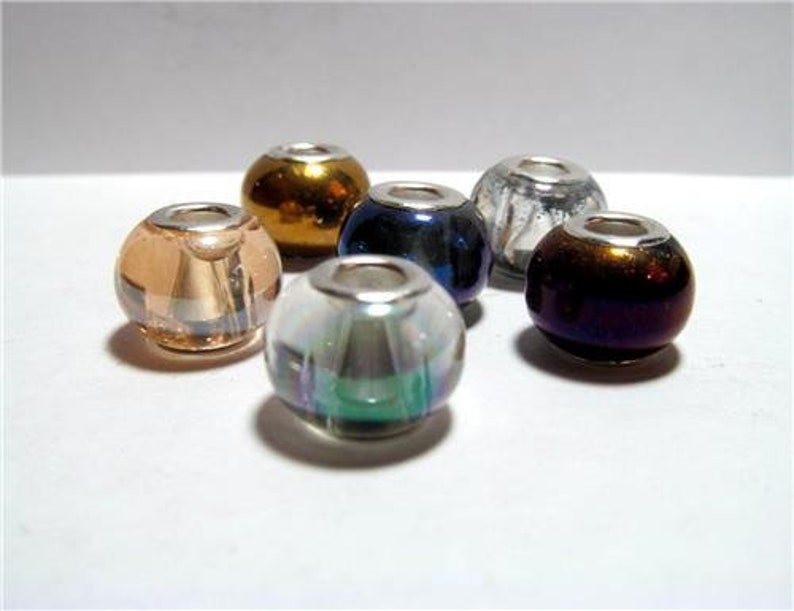 6 Colorful Glass Lampwork Dread Beads With 5mm Center Drilled Holes ...