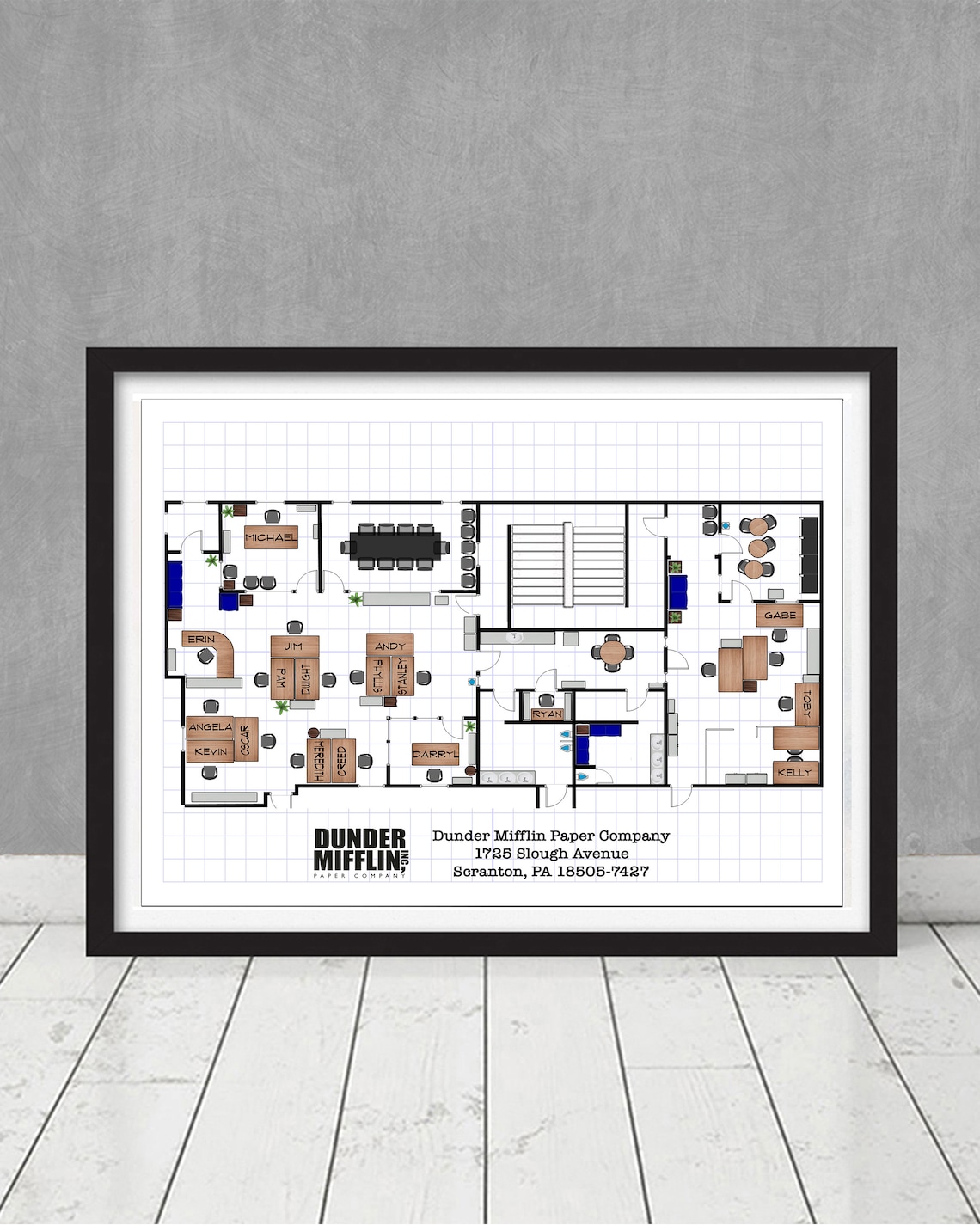 The Office Dunder Mifflin Floor Plan Pam Replica Watercolor - Etsy