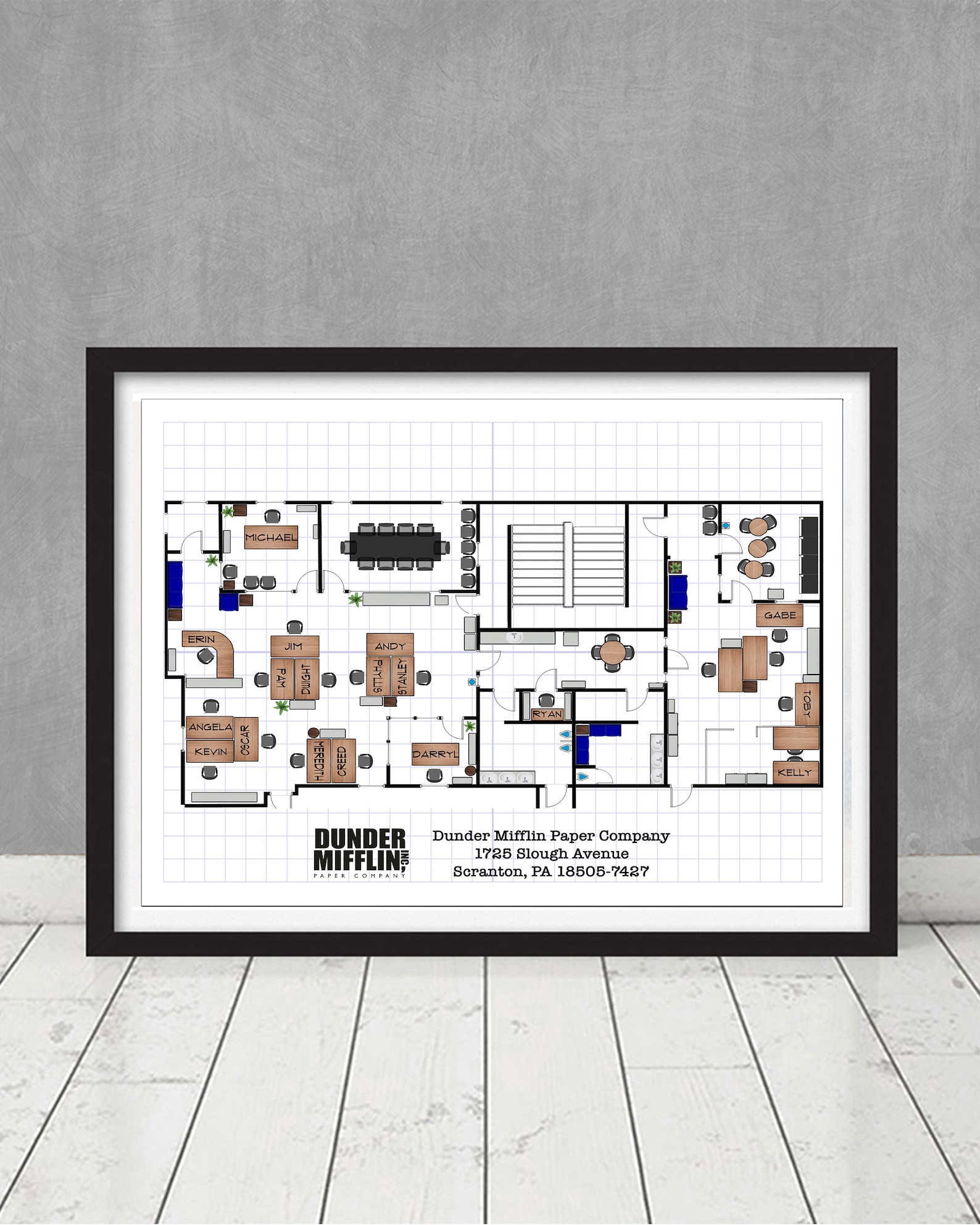 The Office Dunder Mifflin Floor Plan Pam Replica Watercolor - Etsy