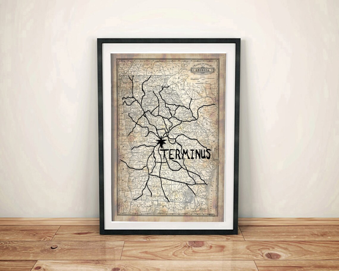 The Walking Dead Terminus Replica Map Prop Vintage Design | Etsy UK